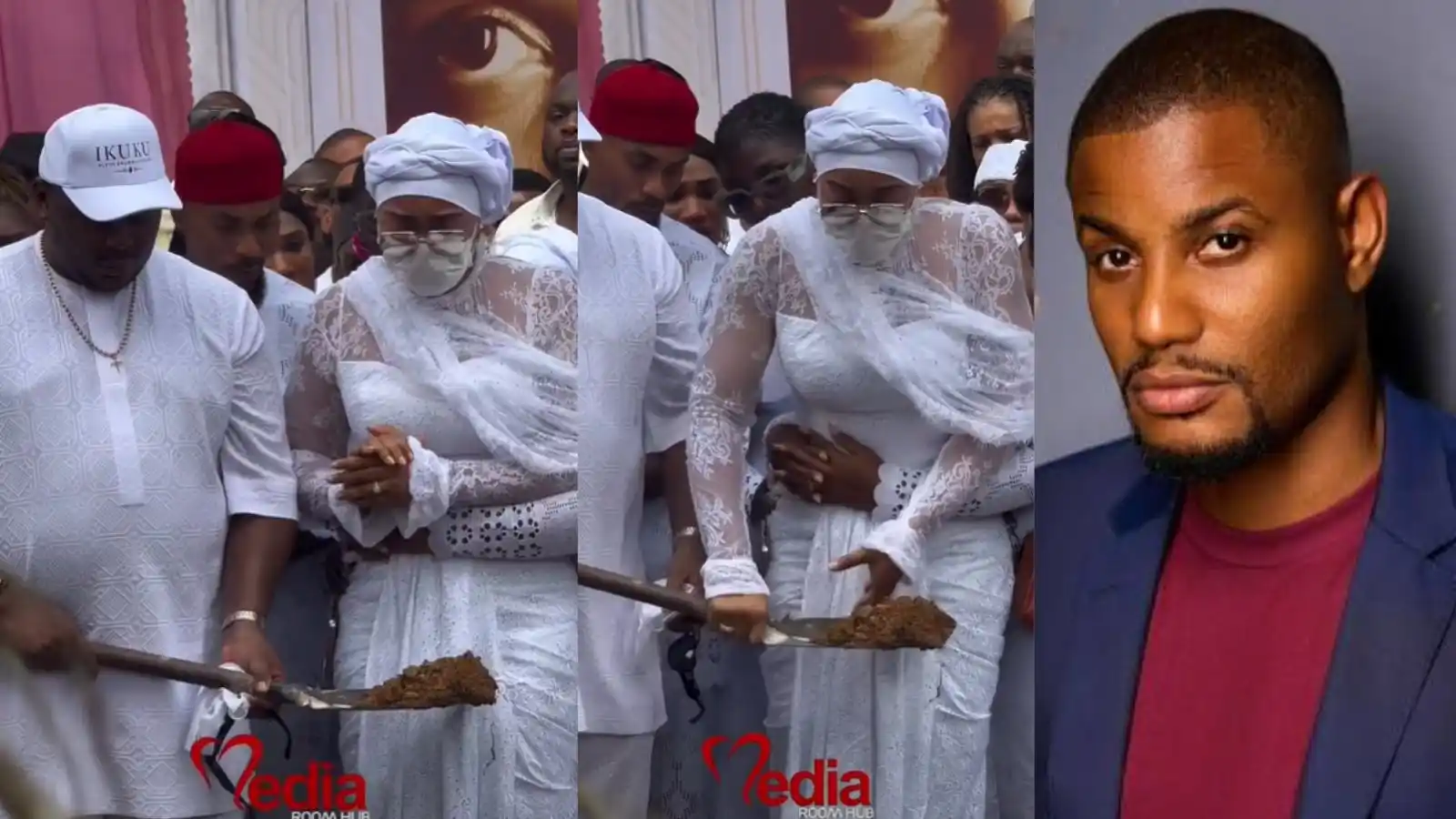 Heartbreaking moment Alexx Ekubo's wife pays final respect as she pours ...