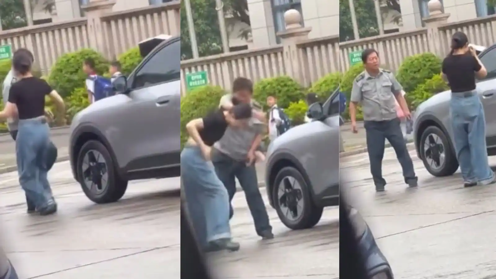 Video trends as security guard slaps woman after she blocks traffic and ...
