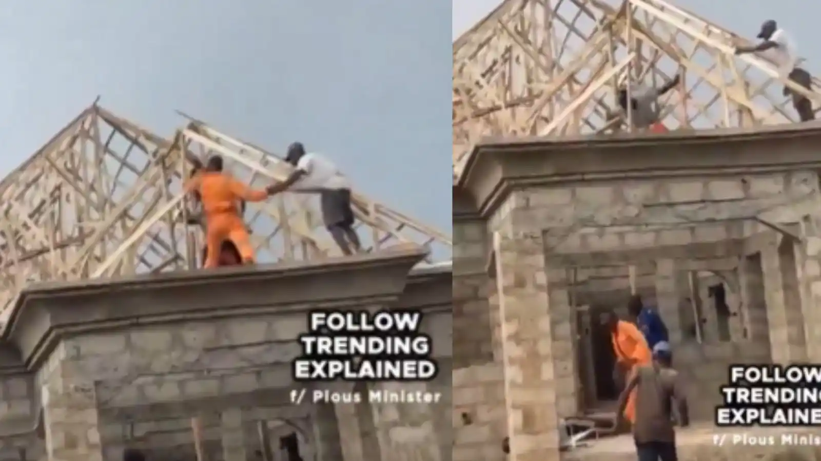 Trending video captures moment two construction workers fell from ...